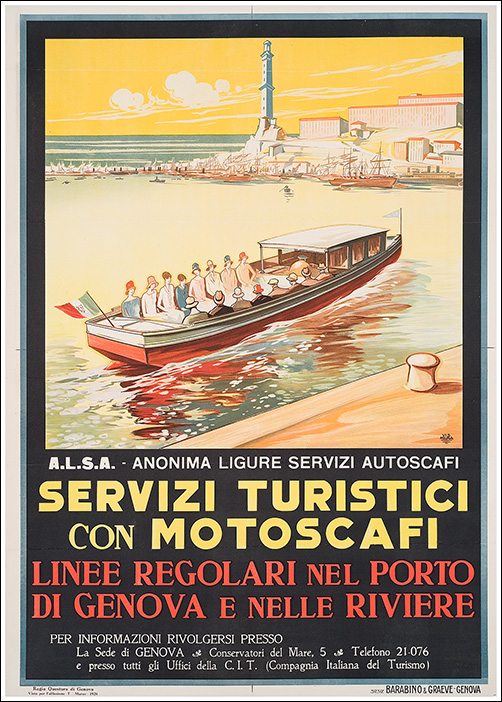 Genova motoscafi | Vintage beach posters, Travel posters, Travel ...